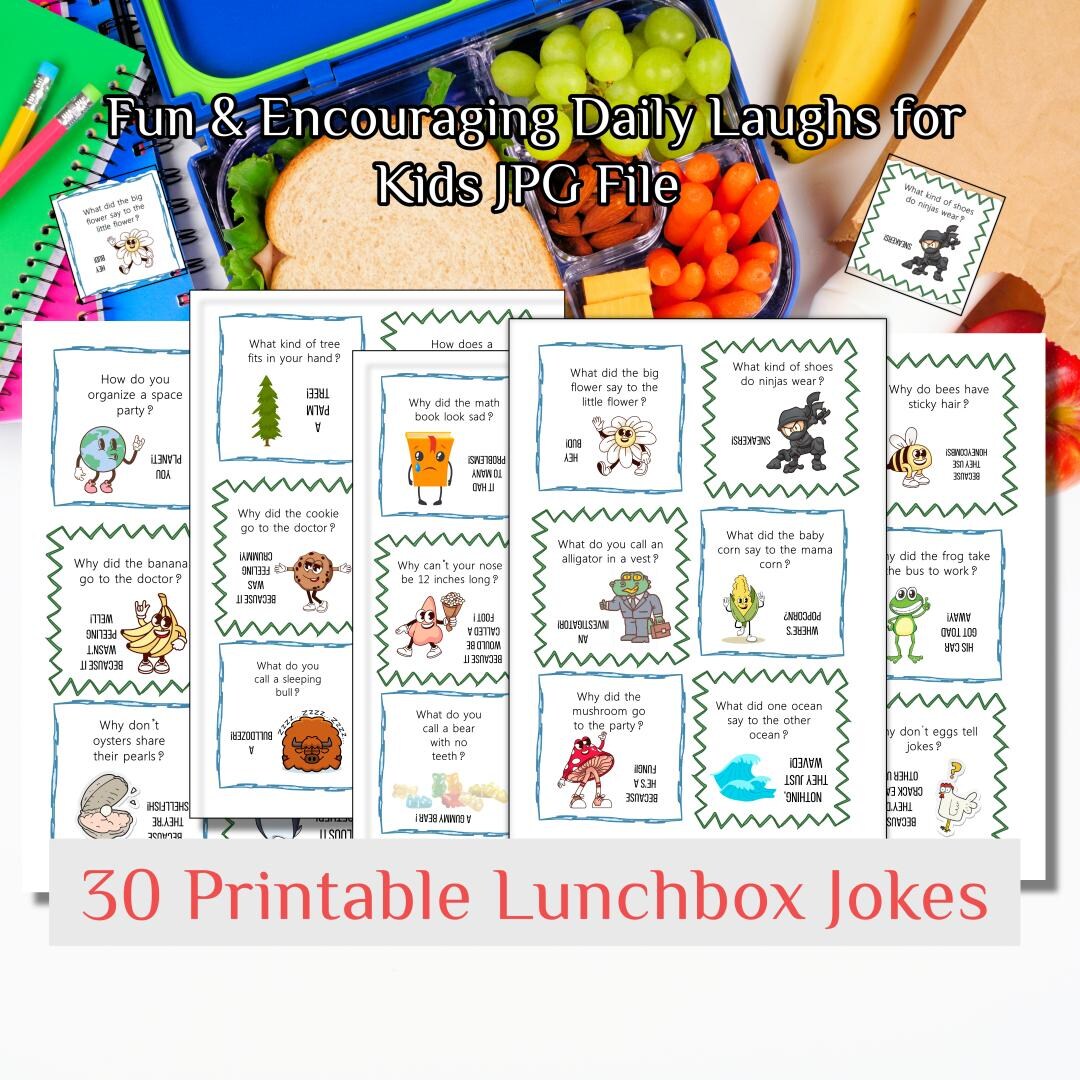 30 Printable Kids Jokes for Lunchbox Notes I Fun and Encouraging Daily ...