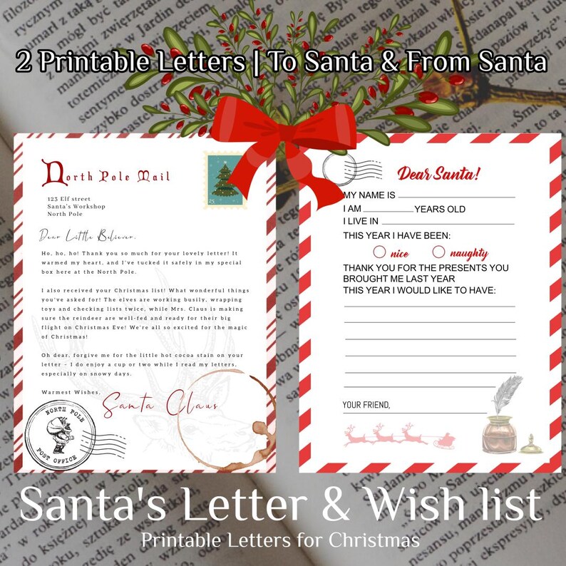 Printable Letter From Santa and Christmas Wish List I Instant Download ...