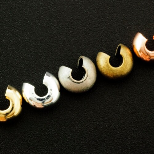 50 Stardust Crimp Covers 4mm in Silver Plated Gold - Etsy