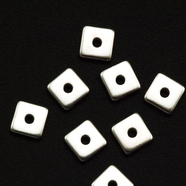 Silver Square Beads - Etsy