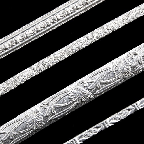 925 Silver Pattern Strip Sterling Silver Embossed Strip - Etsy