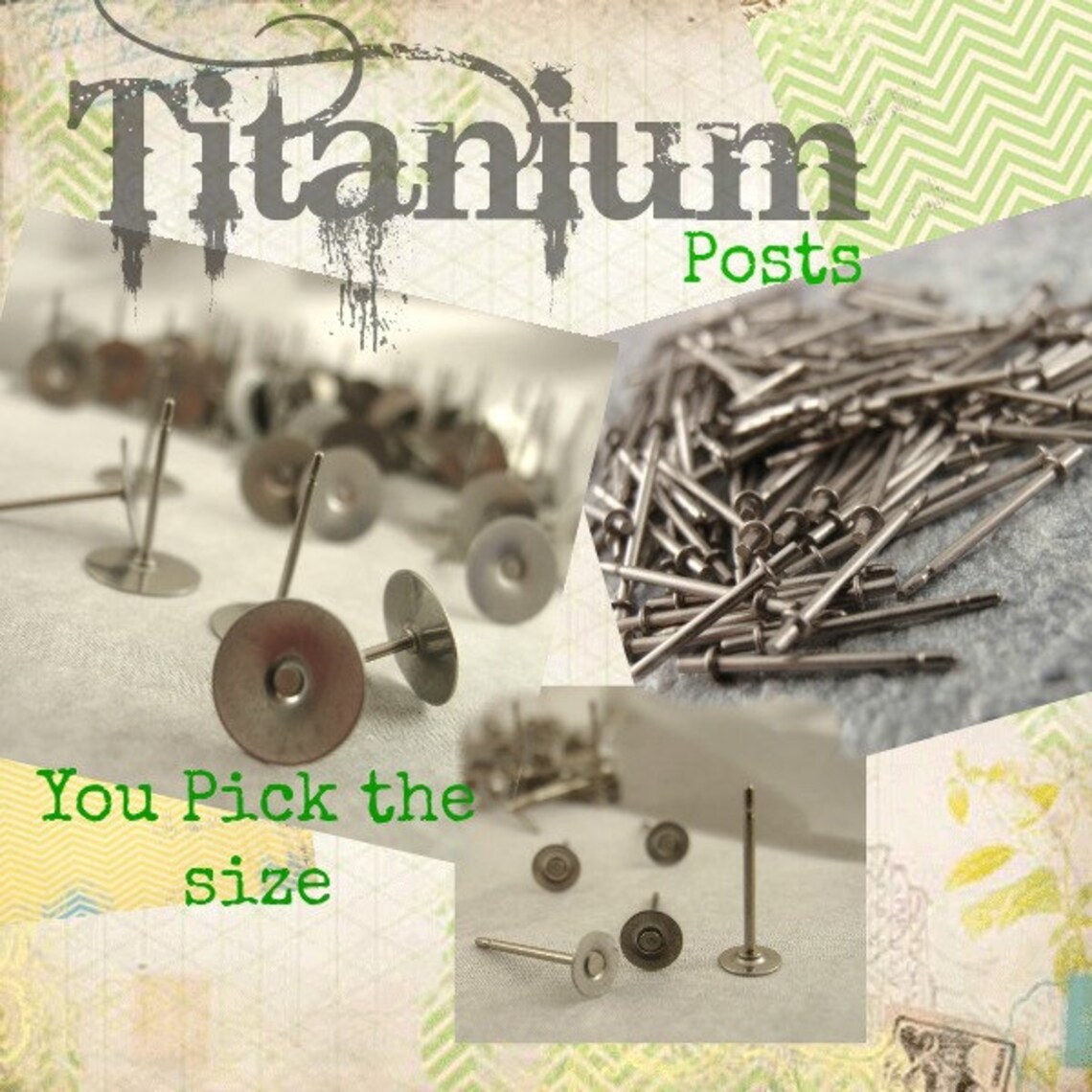 You Pick the Size 20 Pairs Titanium Earring Posts With Pads - Etsy