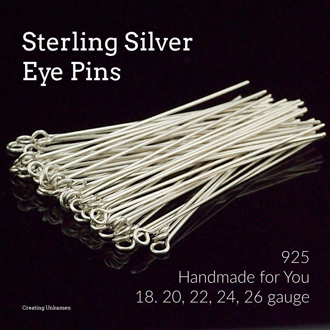 10 Eye Pins Sterling Silver Handmade for You in 18, 20, 22, 24, 26 ...