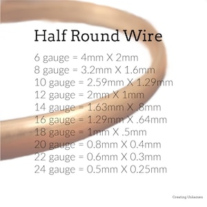 Half Round Dead Soft Copper Wire - You Pick Gauge 6, 8, 10, 12, 14, 16 ...