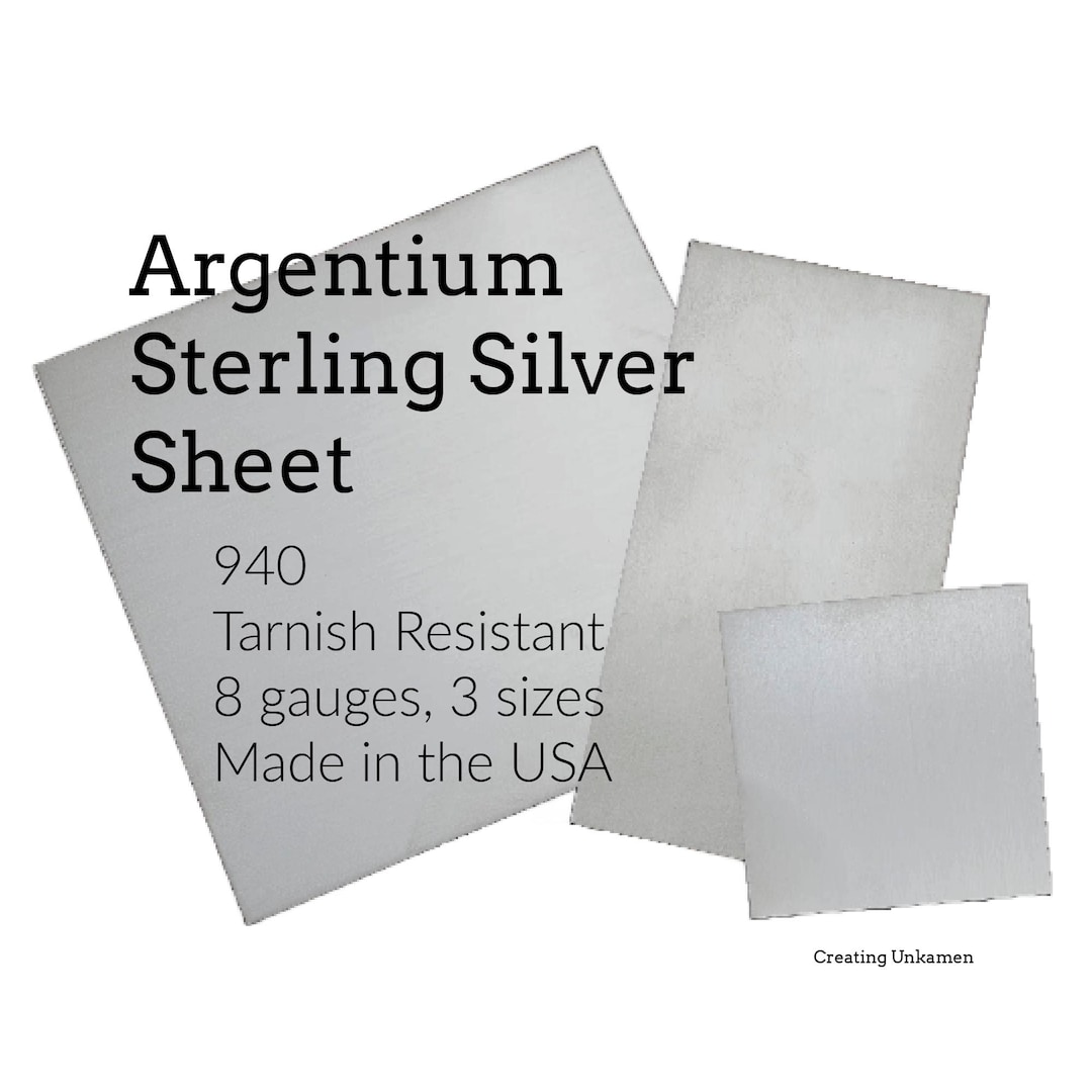 Argentium Sterling Silver Sheet 14, 16, 18, 20, 22, 24, 26, 28 Gauge 940 Made in the USA - Etsy