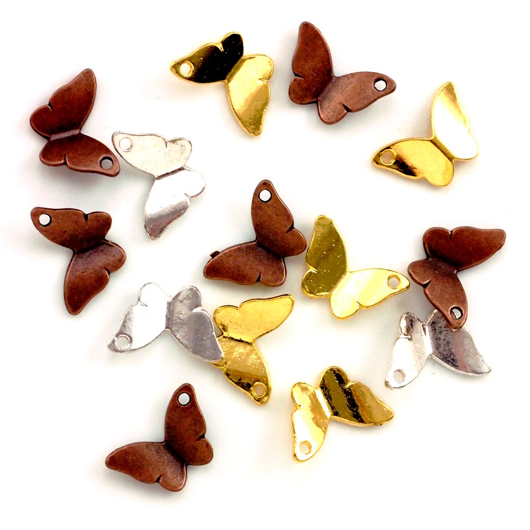 9 - Fly Away Butterfly Charms 12mm in Antique Copper, Gold and Silver ...