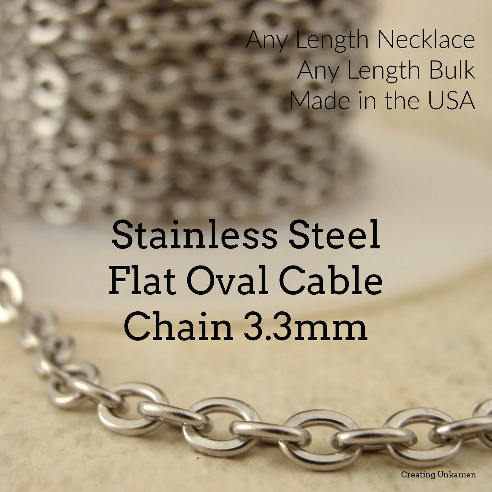 Chain Stainless Steel 3.3mm Links -316L - Top Shelf - by the Foot or ...