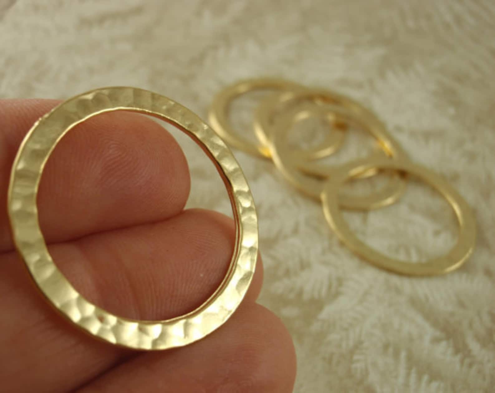 6 Premium Hammered Round Components 27mm Gold or Silver | Etsy