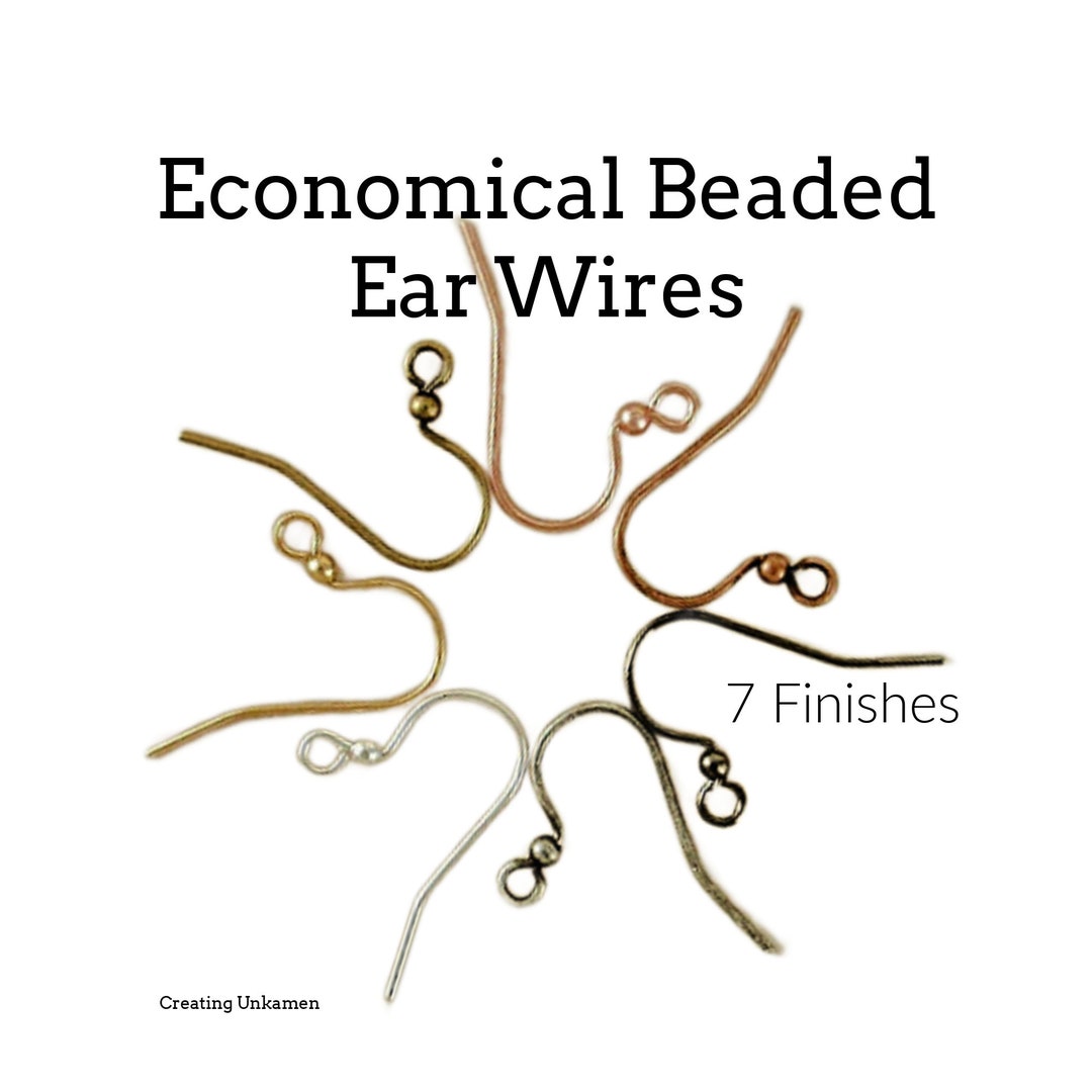Economical Beaded Ear Wires - 14 Pairs - You Pick Finish - Silver, Gold ...
