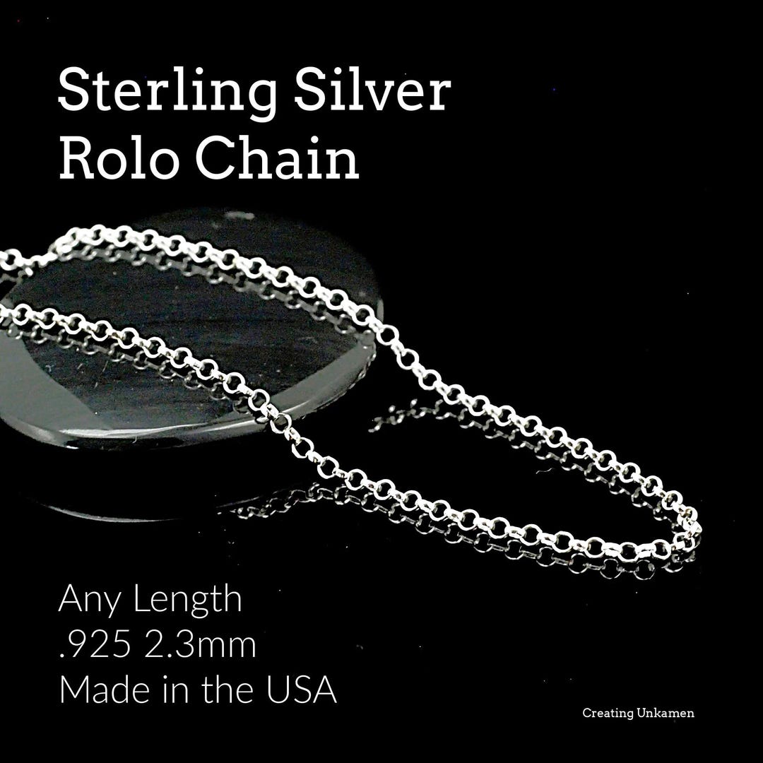 Sterling Silver Rolo Chain 2.3mm – Custom Length, USA Made - Etsy