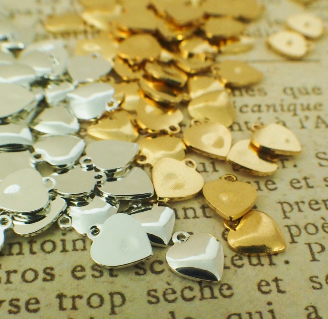20 Gold or Silver Plated Mini Hearts Drop, Charm or Stamp 5mm 100% ...
