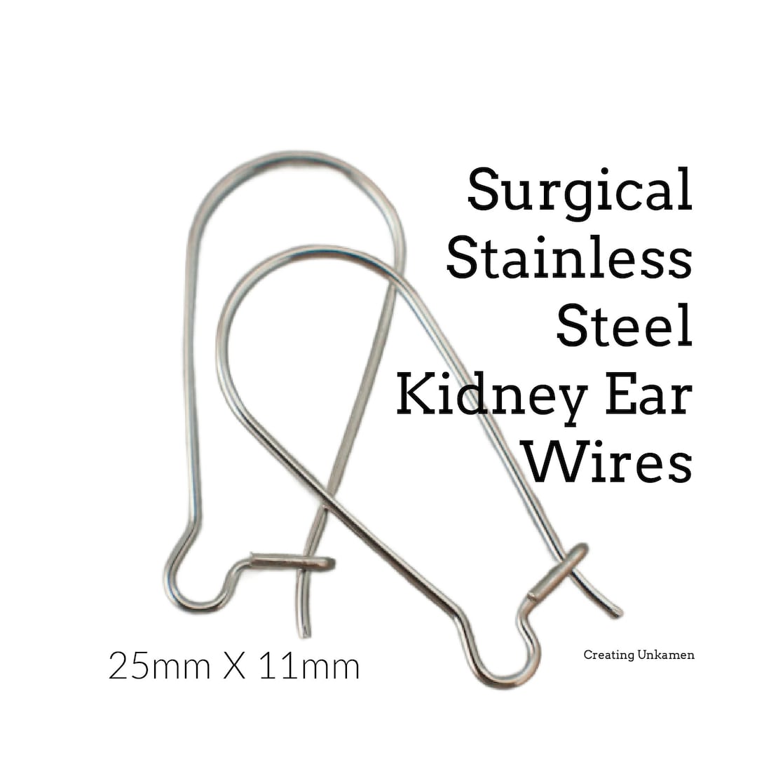 20 Pairs Surgical Stainless Steel Kidney Ear Wires - Long 25mm - Etsy