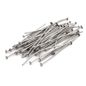50 Economical Flat Head Pins Stainless Steel - 21 Gauge or 24 Gauge - 1 ...