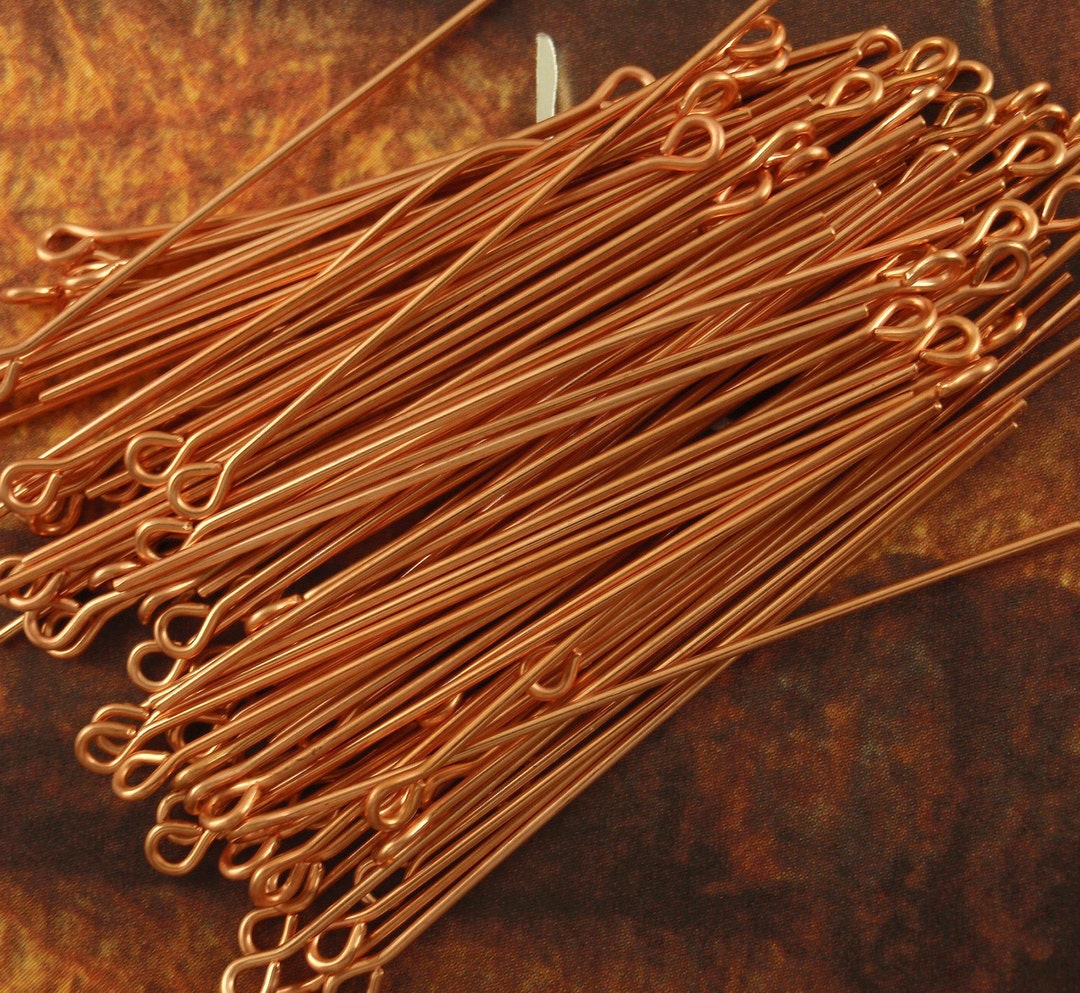 50 Solid Copper Eye Pins 20 and 22 Gauge Shiny or Antique - Etsy