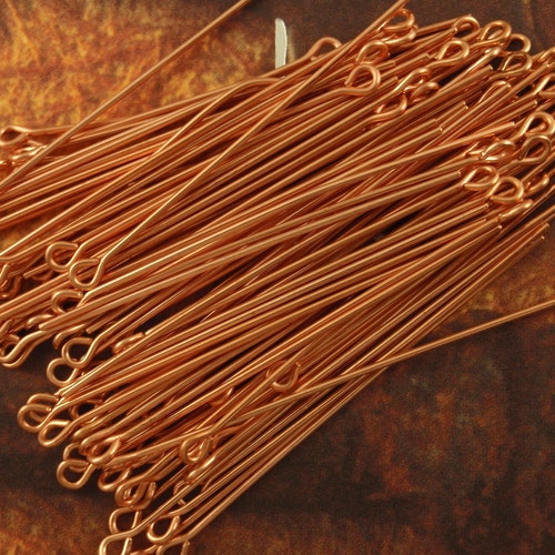 50 Solid Copper Eye Pins 20 and 22 Gauge Shiny or Antique - Etsy