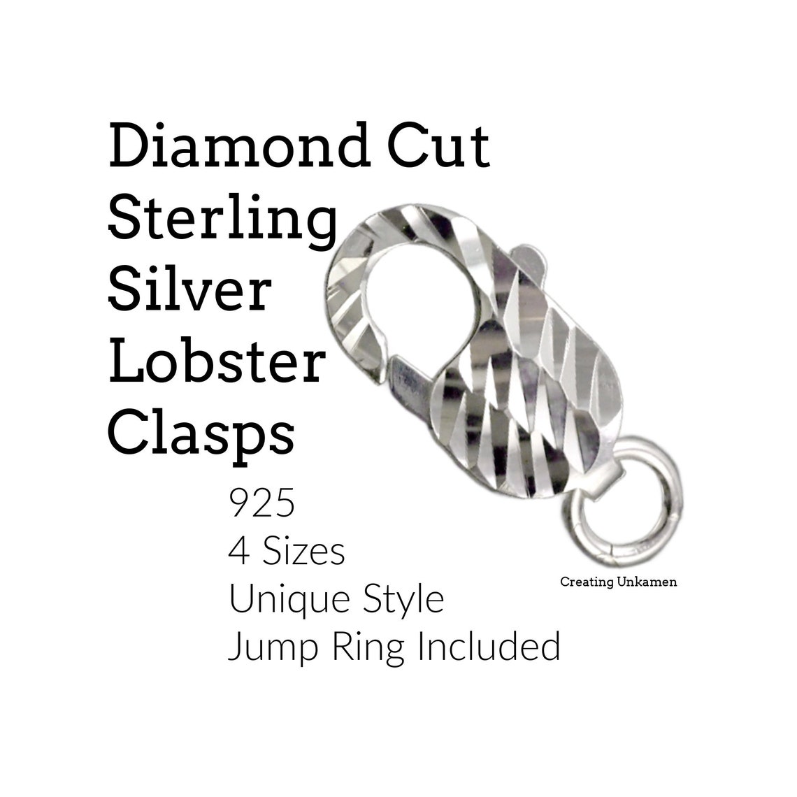 1 Sterling Silver Diamond Cut Oval Lobster Clasps in 10mm, 12mm, 14mm ...