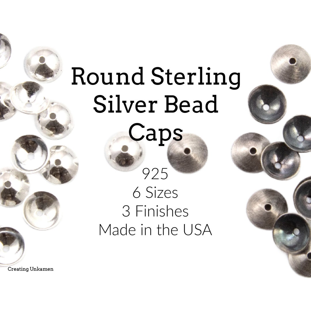 Round Sterling Silver Bead Caps 2.5mm, 3mm, 4mm, 5mm, 8mm, 10mm in ...