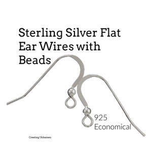 Ear Wires Sterling Silver Flat With Bead - 22 Gauge - Economical Choice ...