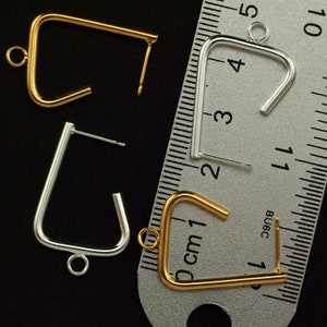 2 Pairs Angled Hoops With Loops in Silver Plate and Gold Plate 24mm X ...