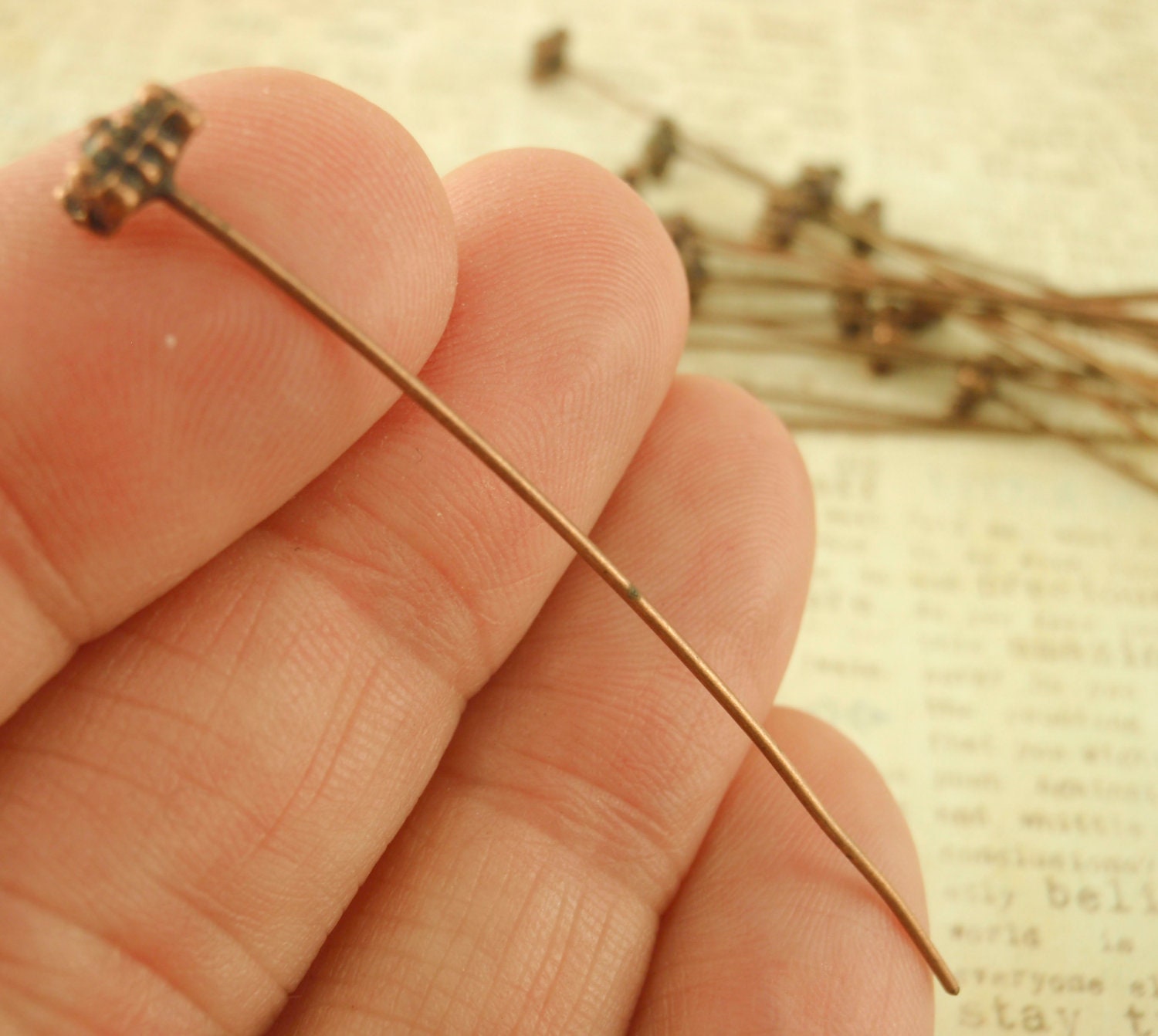 15 Fancy Square Head Pins 21 Gauge 2 Inches Long 5mm - Etsy