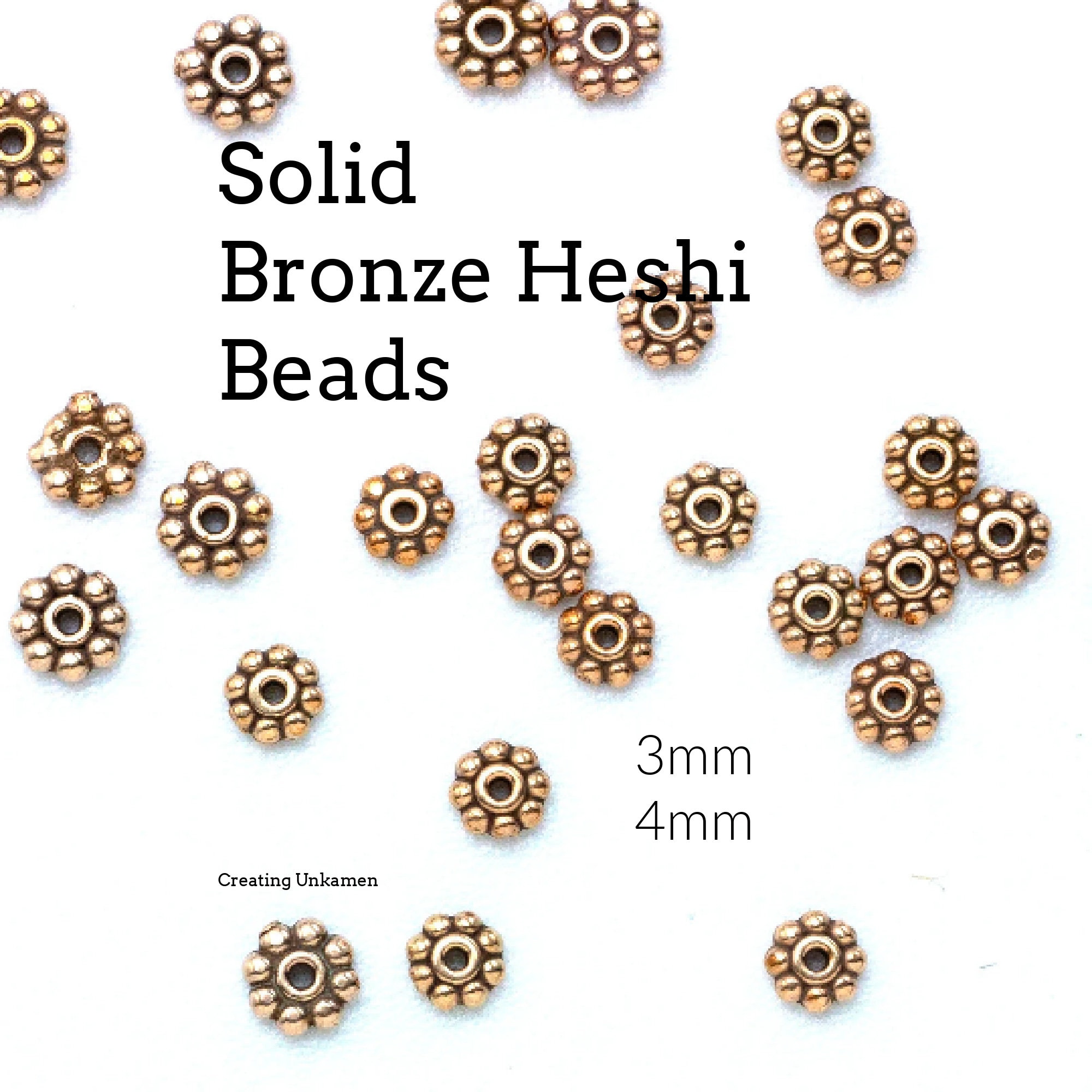 25 Bronze Heshi Beads 3mm X 1mm and 4mm X 1mm - 100% Guarantee - Etsy