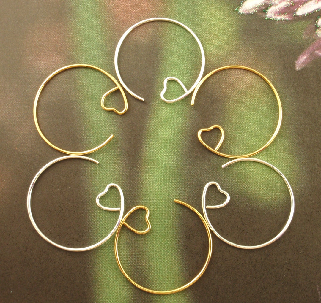 5 Pairs Heart Hoops in Gold and Silver 23mm - Etsy