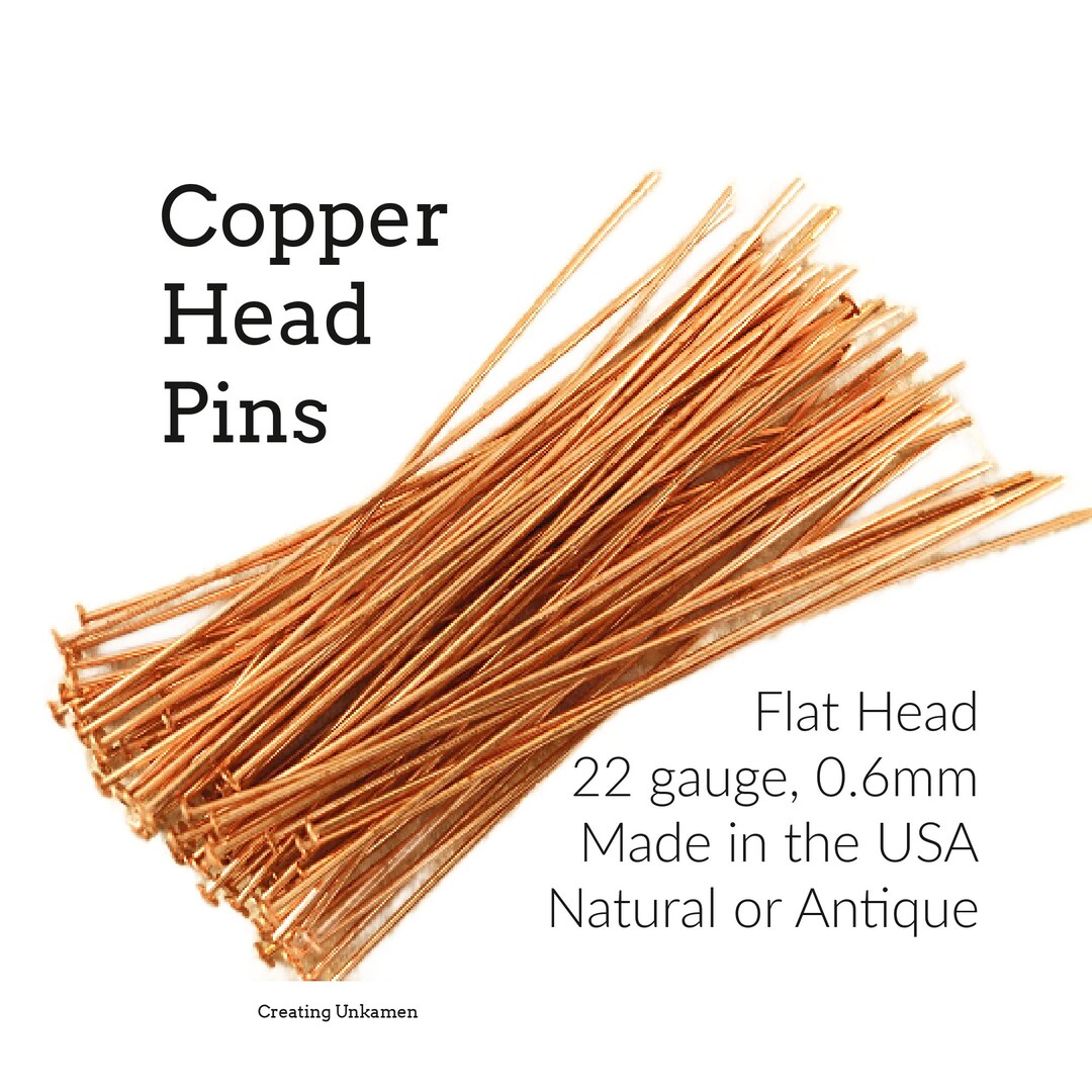 Flat Head Pins 50 Solid Copper 22 Gauge 2 Inch - Made in the USA - 100% ...