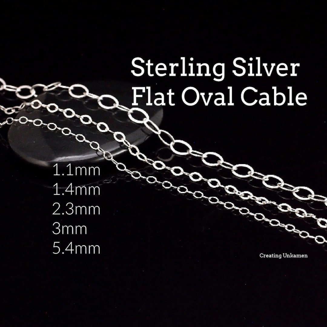 Sterling Silver Flat Oval Cable Chain - Any Length Finished With Clasp ...