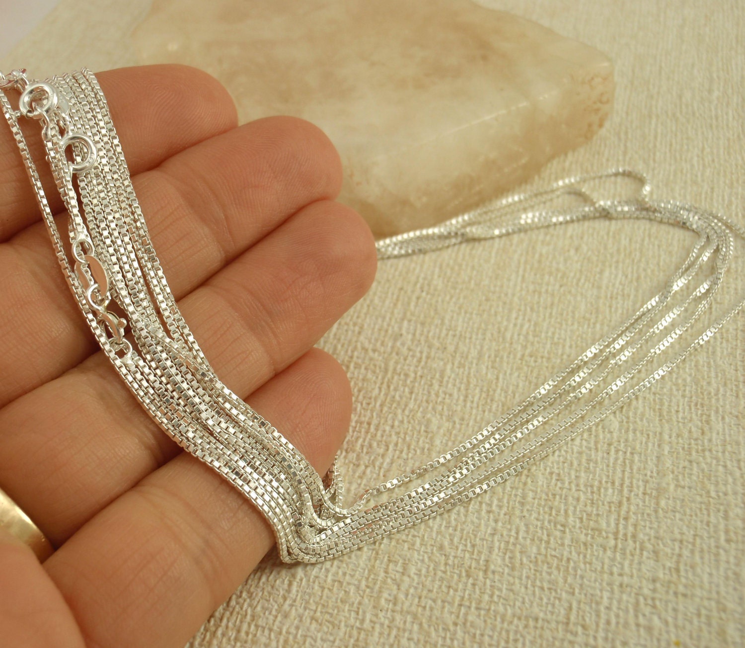 1mm Sterling Silver Chain Square Venetian Box Finished - Etsy