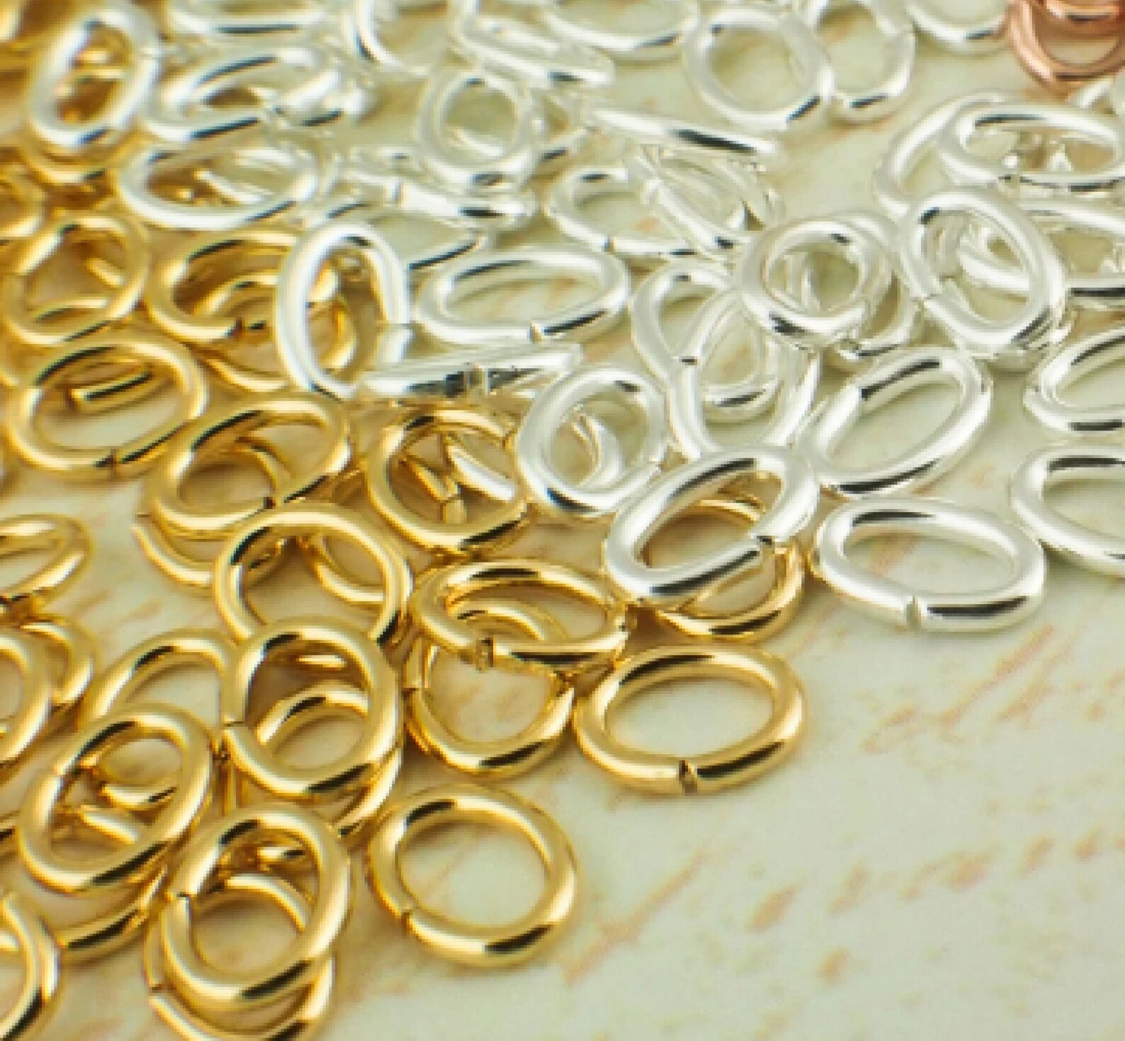 100 Oval Jump Rings in Silver Plate, Gold Plate, Antique Gold and ...