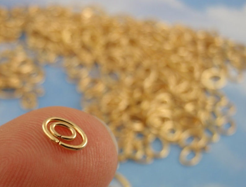 100 Gold Plated Brass Oval Jump Rings - 16, 18, 20, 22, 24 Gauge - Best ...