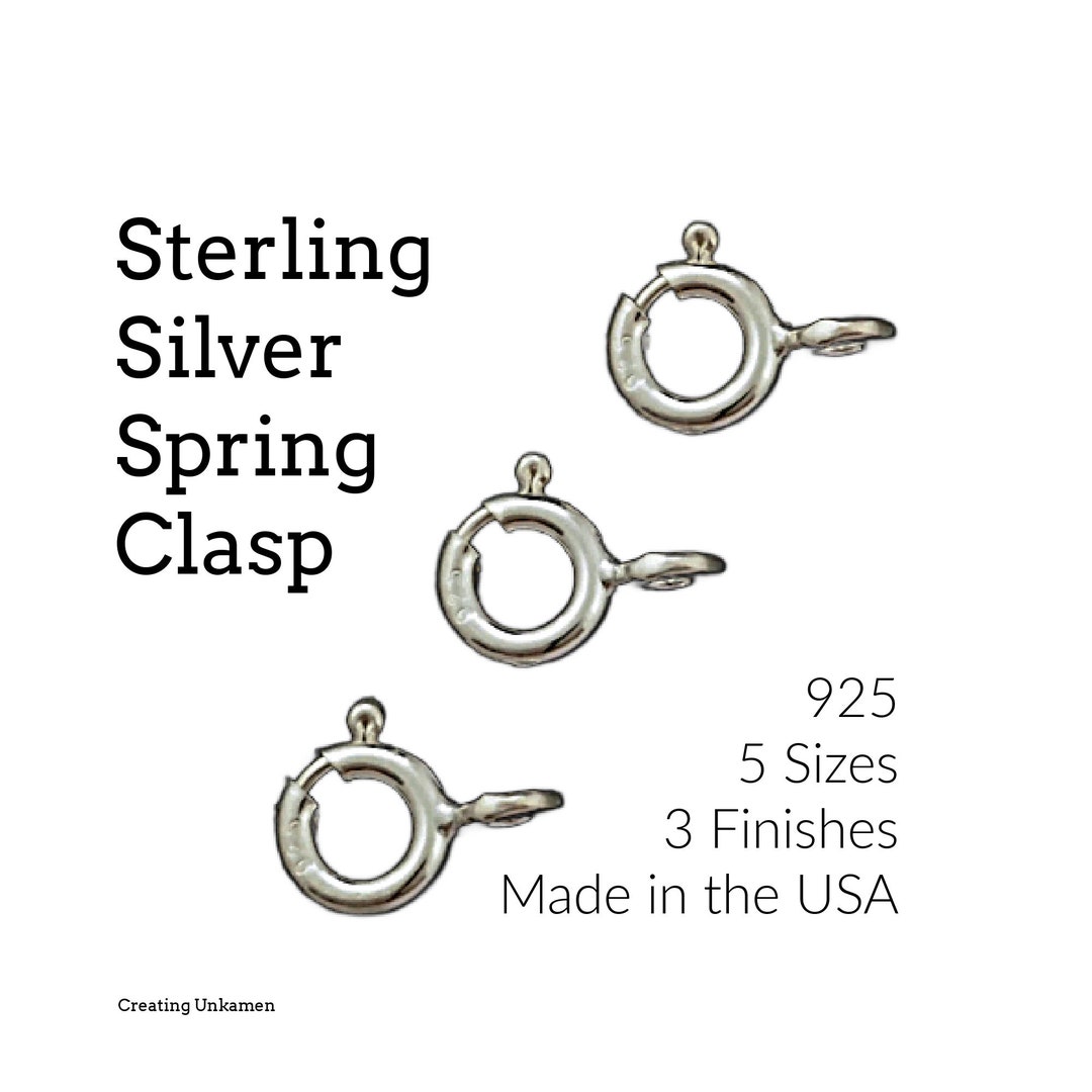 5 - Sterling Silver Spring Clasps - 5mm, 5.5mm, 6mm, 7mm or 8mm ...