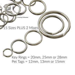 Stainless Steel Split Rings - You Pick Size - 5mm, 6mm, 6.5mm, 7mm, 7 ...