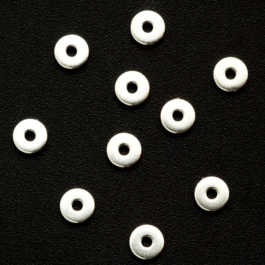 4 Sterling Silver Flat Round Beads - 4mm - Etsy