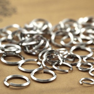 50 Square on Edge Stainless Steel Jump Rings Diamond Cut Never Tarnish ...