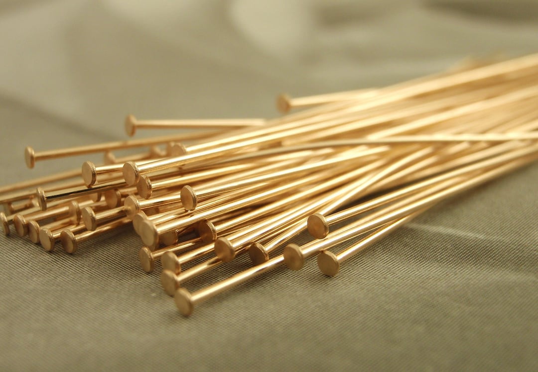 50 Solid Bronze Stunning Flat Head Pins in 21 or 23 Gauge - Raw or ...