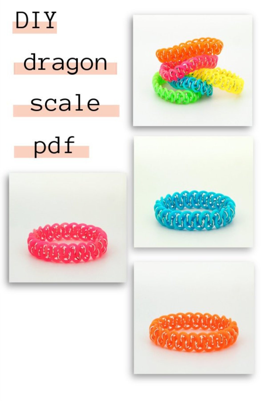 Neon Dragon Scale Bracelet Tutorial Easy Beginner - Etsy