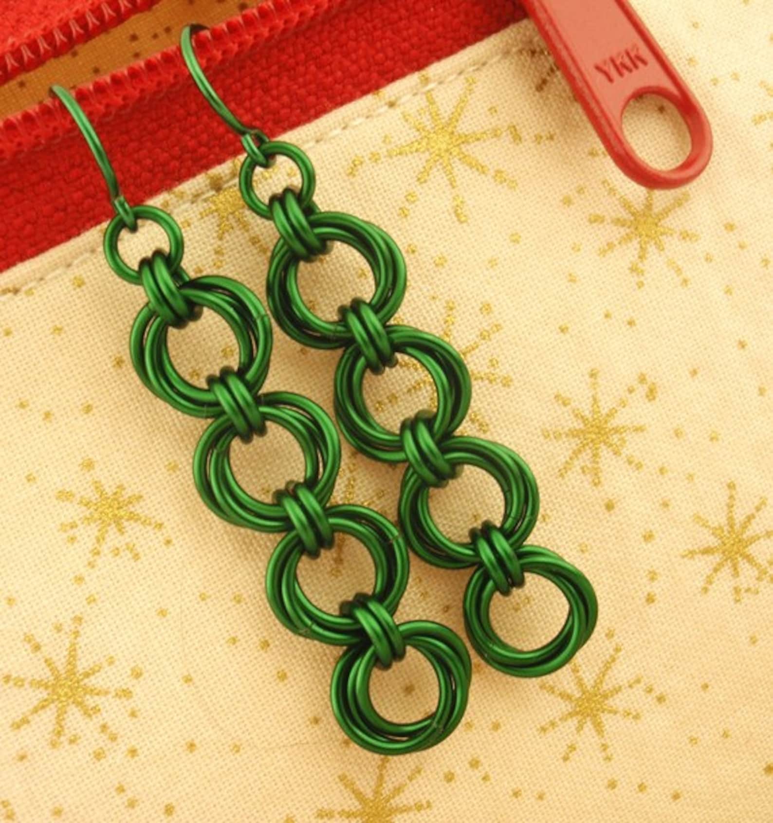 Chainmaille Christmas Earring Tutorials 3 Weaves Instant | Etsy