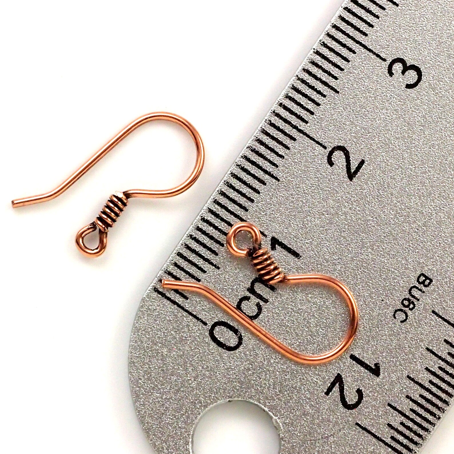 4 Pairs Antique Copper Ear Wires With Coils Hammered or Round Solid 20 ...