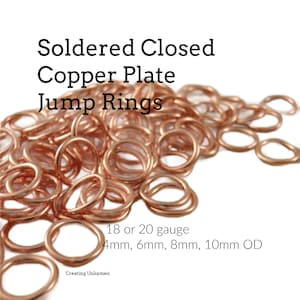 100 Soldered Closed Copper Jump Rings 18 or 20 Gauge in Your Pick of ...