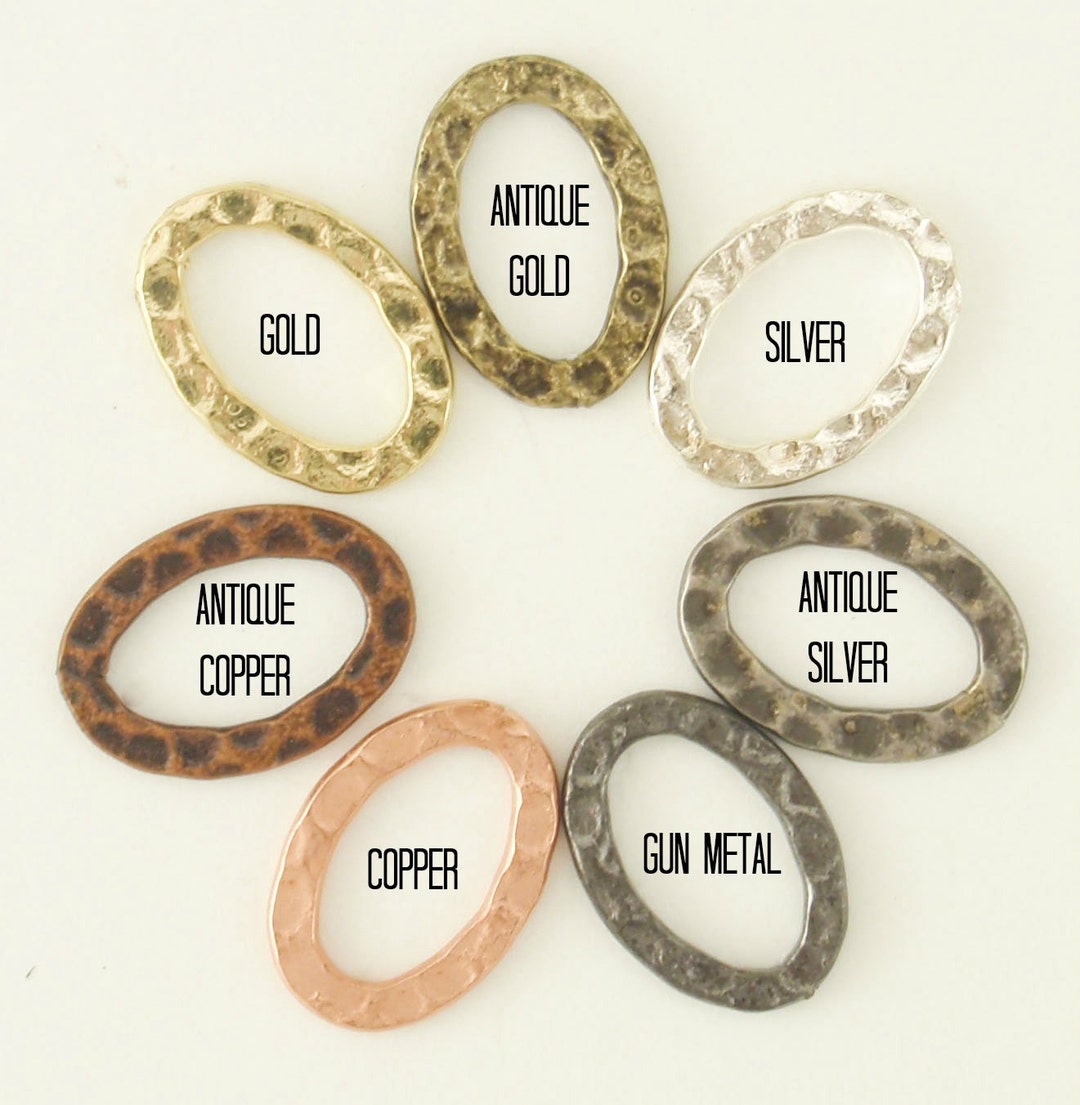 7 Hammered Oval Link Connectors - 18mm X 13mm - 6 Finishes - 100% ...