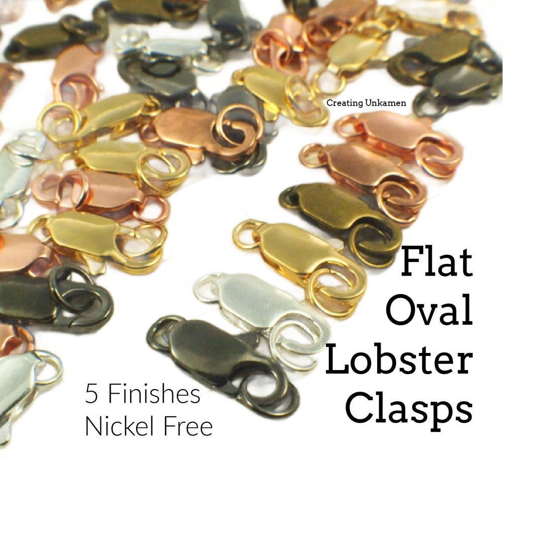 5 Small Flat Lobster Clasps 12mm X 5mm - Copper, Gunmetal, Silver, Gold ...