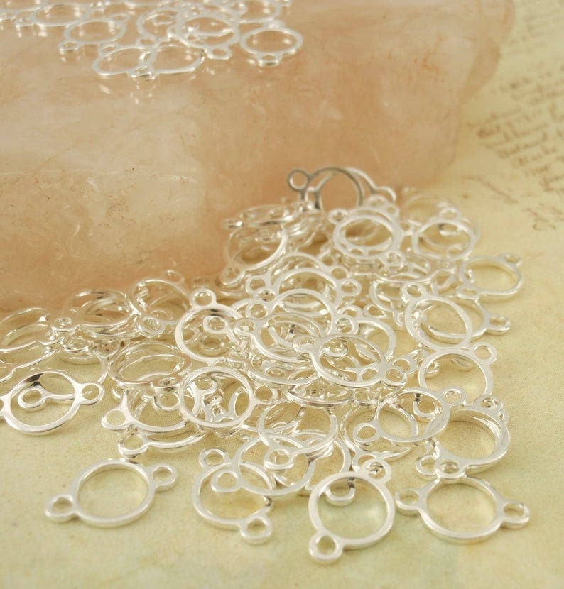 10 Open Circle Links - 7mm, 10mm, 13mm - Silver Plated or Gold Plated ...