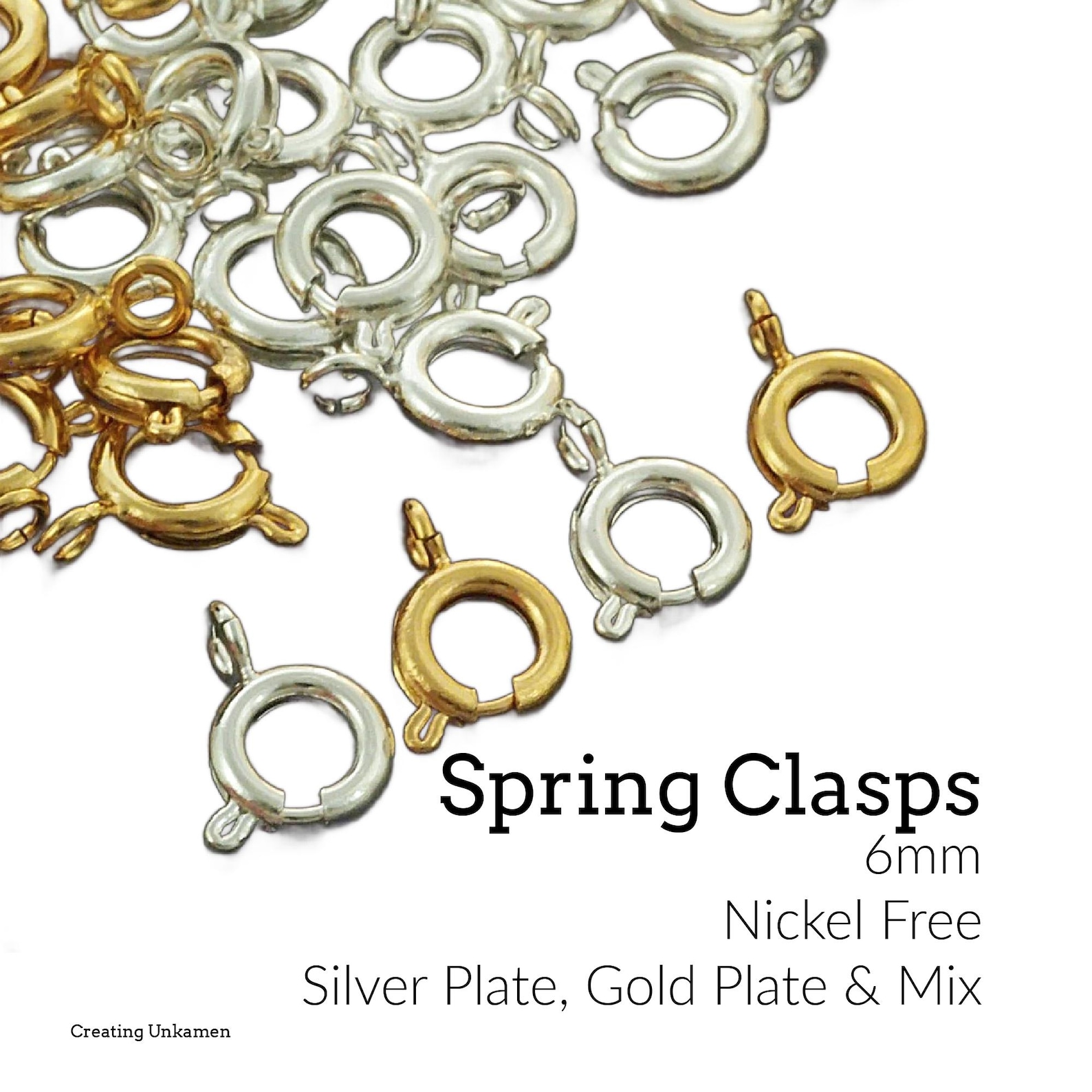 10 - 6mm Spring Clasps - Silver Plated or Gold Plated Brass - Best ...