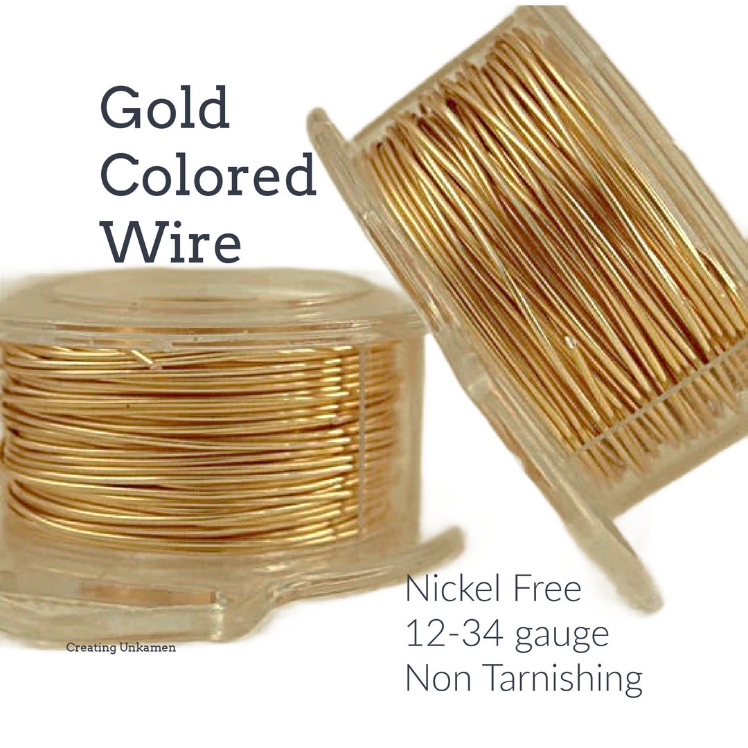 18kt Gold Colored Wire Non Tarnish You Pick Feet and Gauge 12, 14, 16 ...