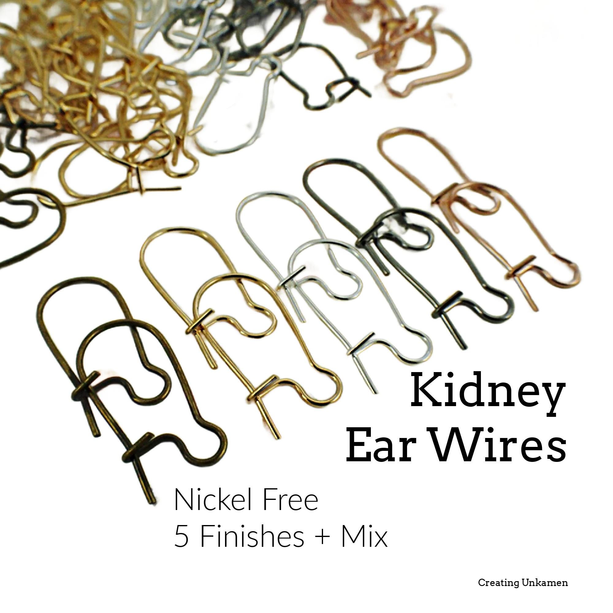 25 Pairs Kidney Ear Wires - Silver Plate, Gold Plate, Antique Gold ...