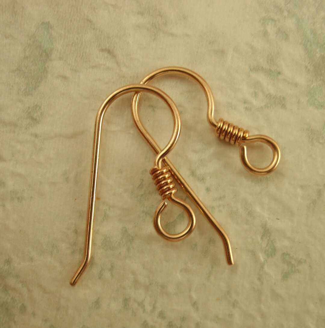 5 Pairs of Solid Bronze Simple Ear Wires With Coils - Etsy
