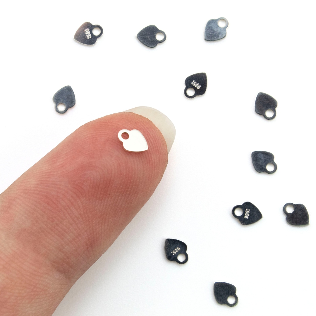 10 Itty Bitty Sterling Silver Heart Charms - 5mm X 3.5mm - 100% ...