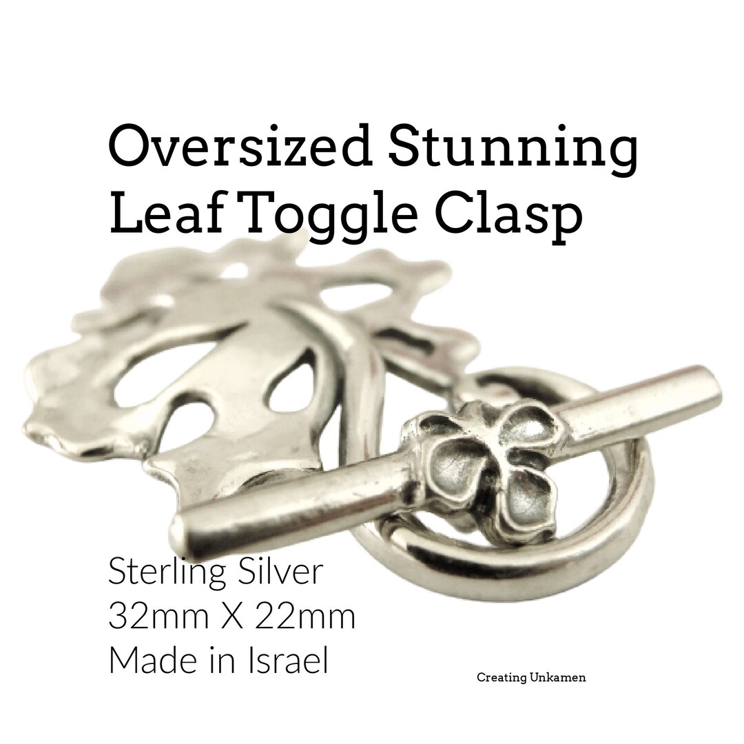 1 Oversized Stunning Leaf Toggle Clasp - Sterling Silver - Shiny or ...