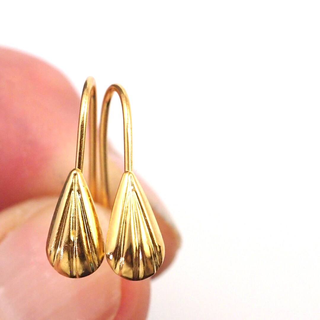 Large Teardrop Ear Wires - 2 Styles in Silver or Gold Plated Brass - Etsy
